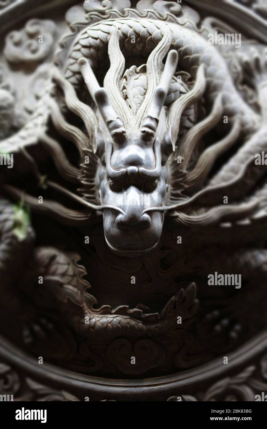 Chinese Stone Dragon Plate in a Temple in Kunming Stock Photo - Alamy