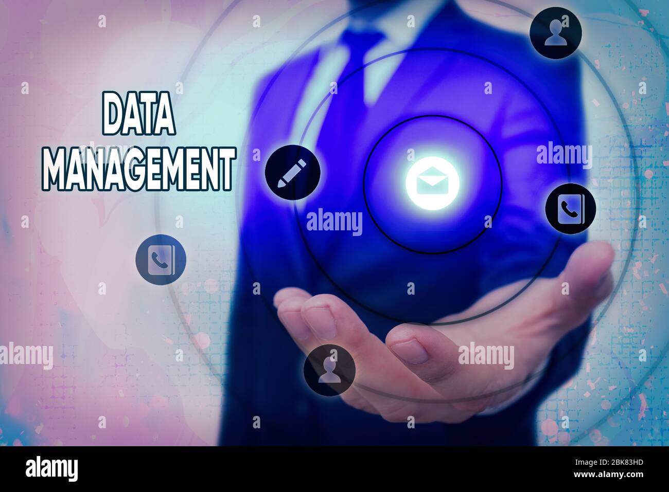 Text sign showing Data Management. Business photo text The practice of organizing and ...