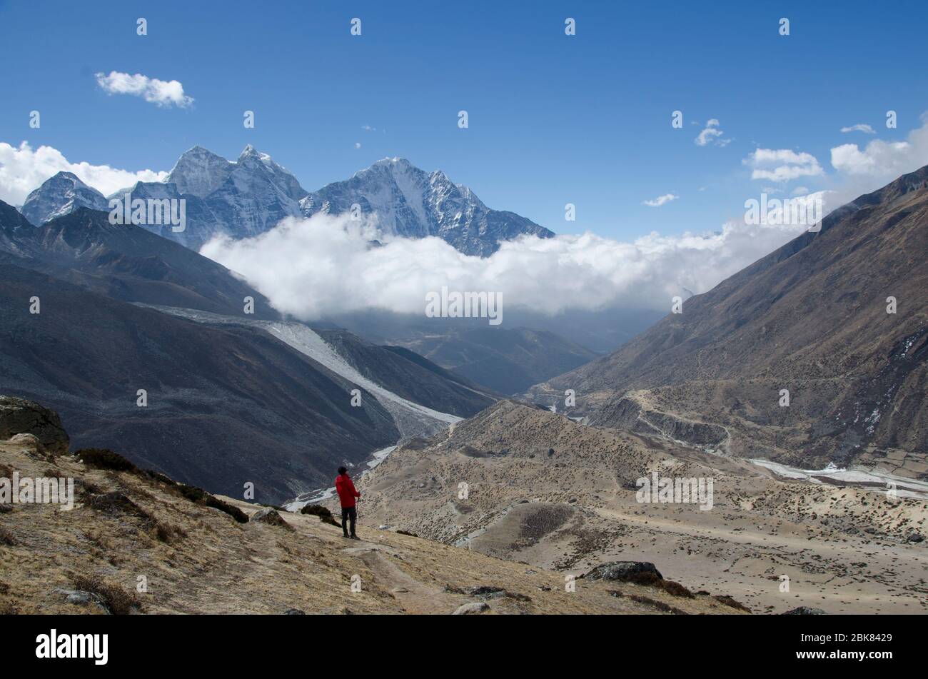 View little bit above Dingboche on Everest Base Camp Trek Stock Photo ...