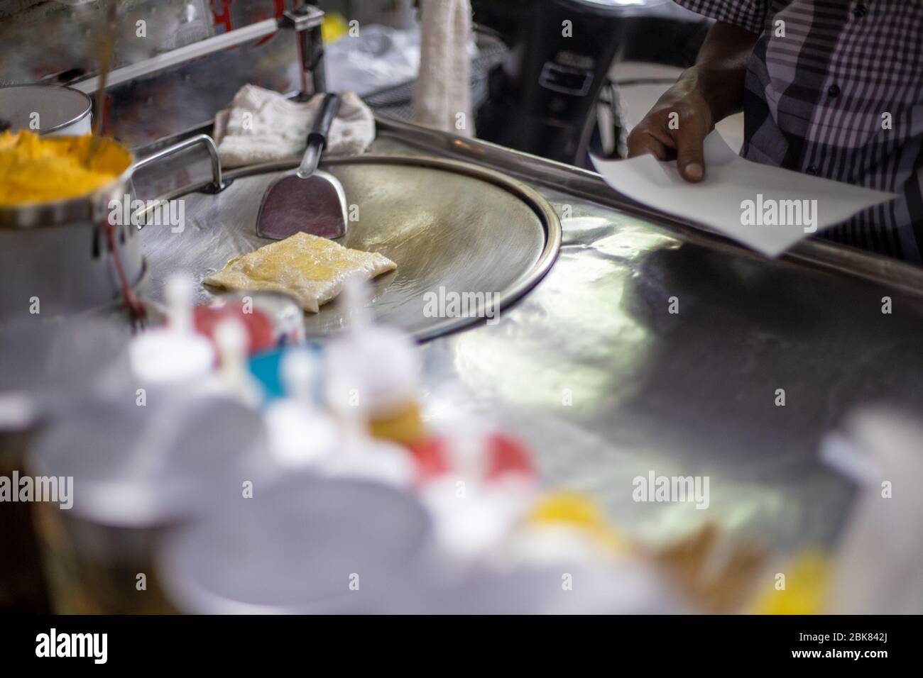 process for the preparation of tasty traditional Thai pancakes on a ...
