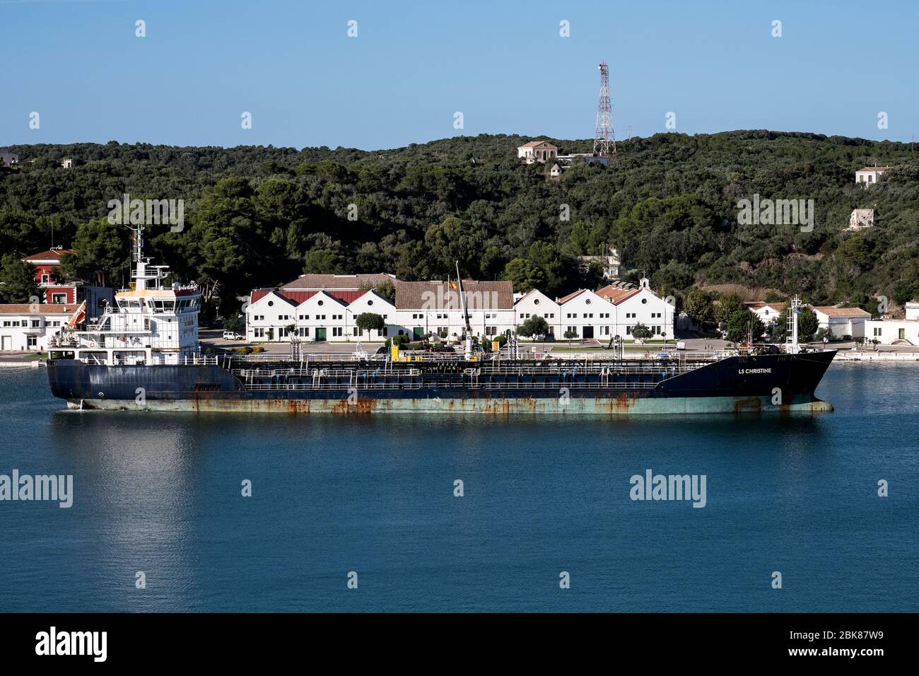 A view of the harbour in Mahon, Menorca Stock Photo - Alamy