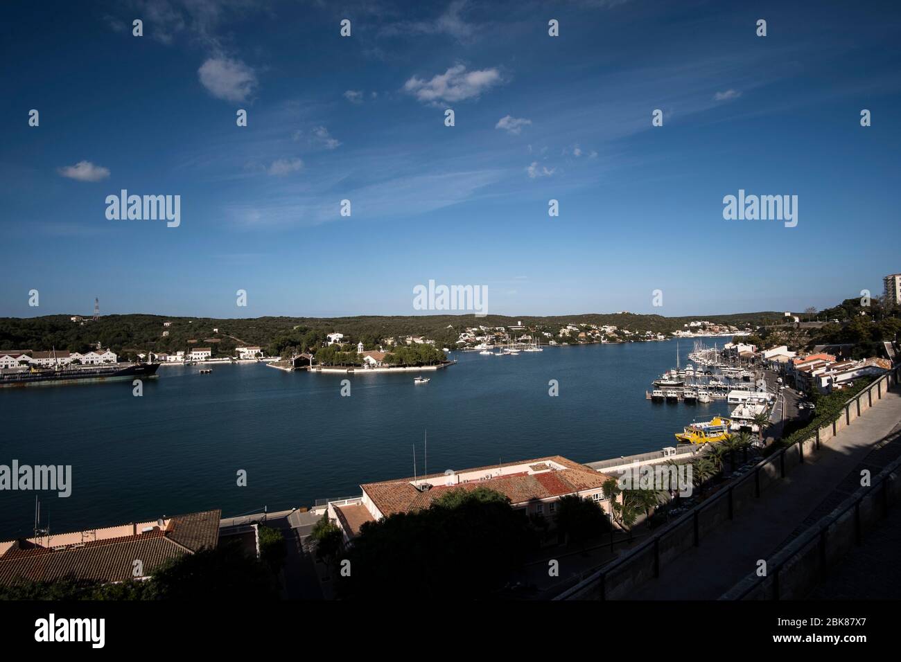 A view of the harbour in Mahon, Menorca Stock Photo - Alamy