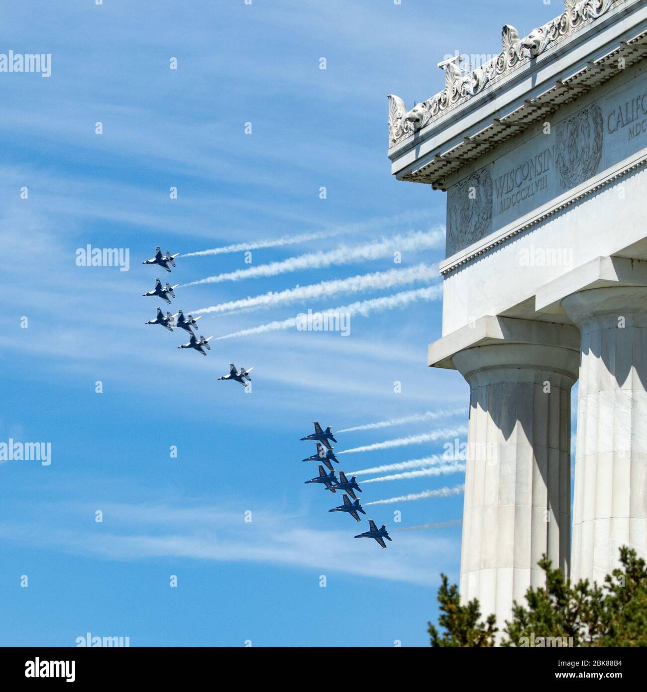 Washington DC, USA, 2nd May 2020, US Navy Blue Angels and US Air Force ...