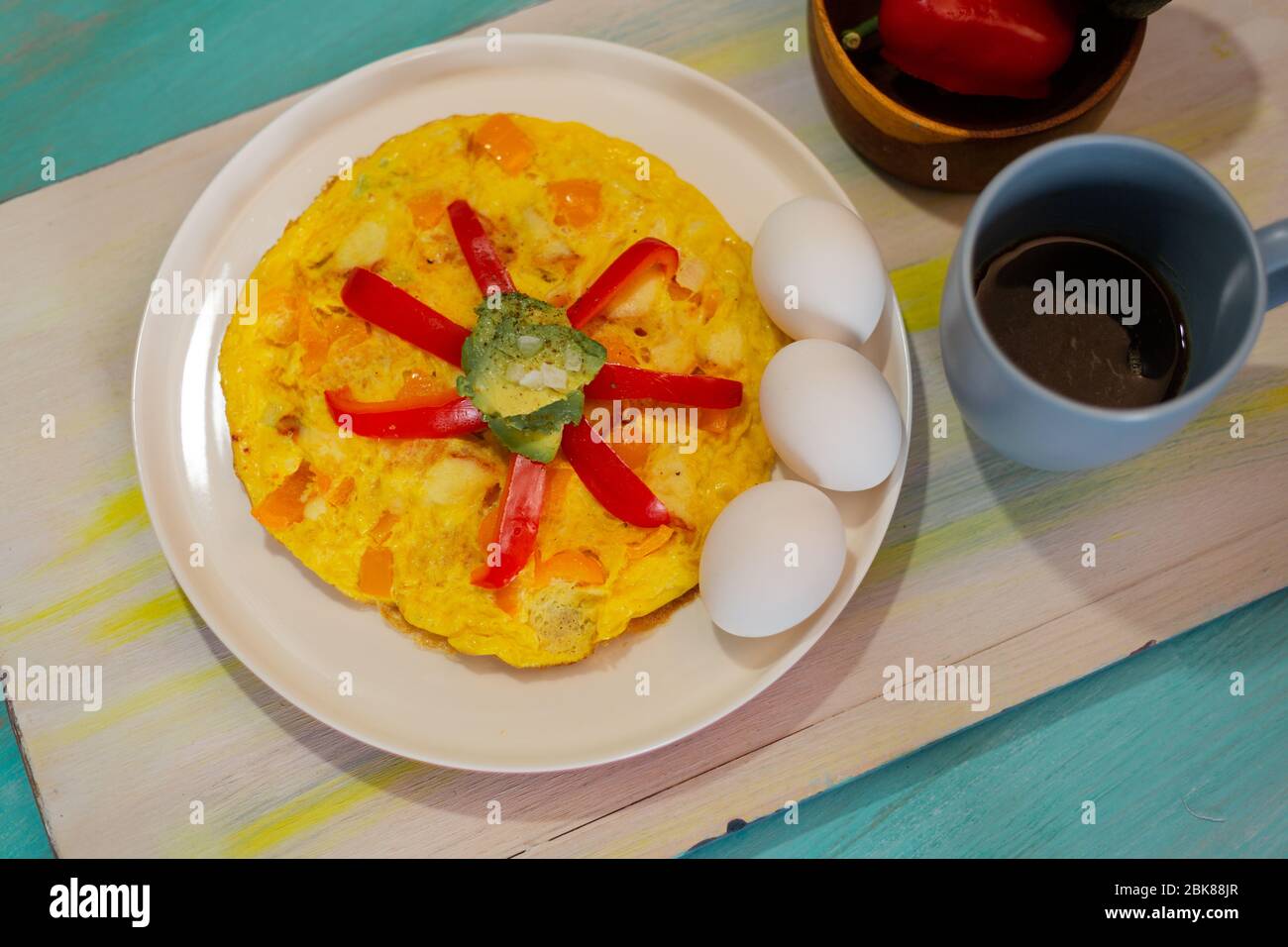Omelet with bell pepper for a diet Stock Photo - Alamy