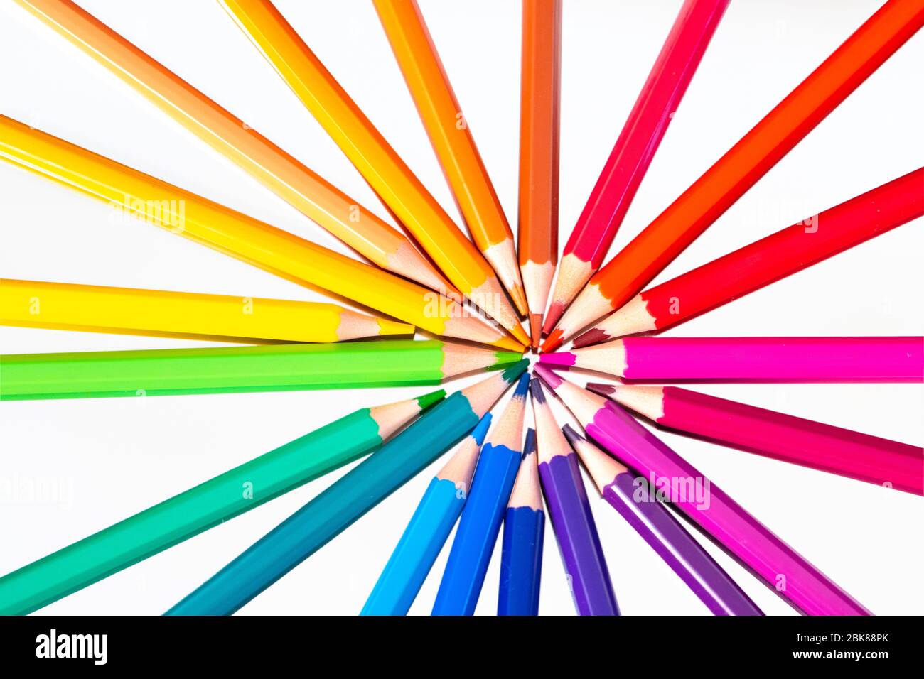 Many different colored pencils on white background Stock Photo - Alamy
