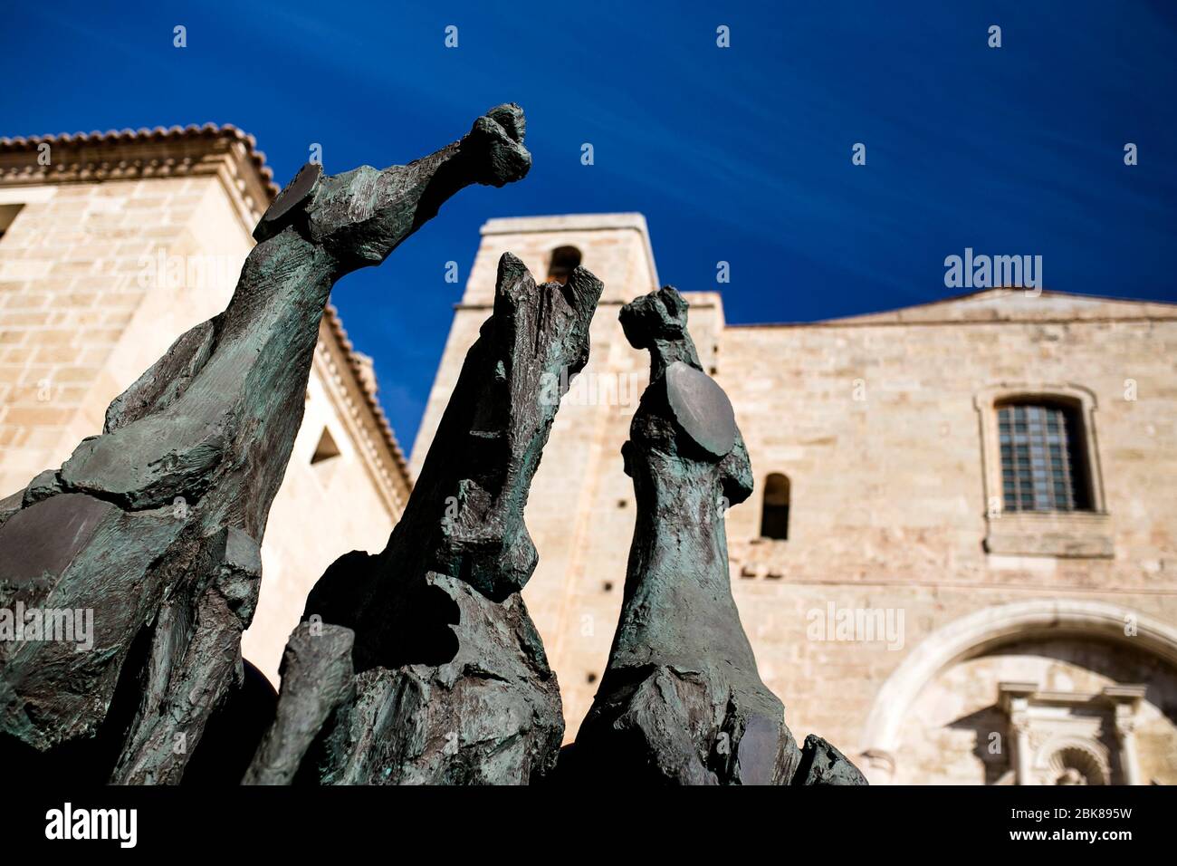 Statues outside Esglesia del Carme in Mahon, Menorca Stock Photo - Alamy
