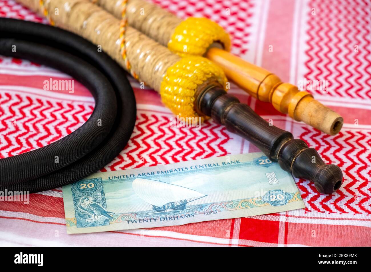 Arab Money Dirham Bank note, , hookah and Traditional Arab Male Clothes ...