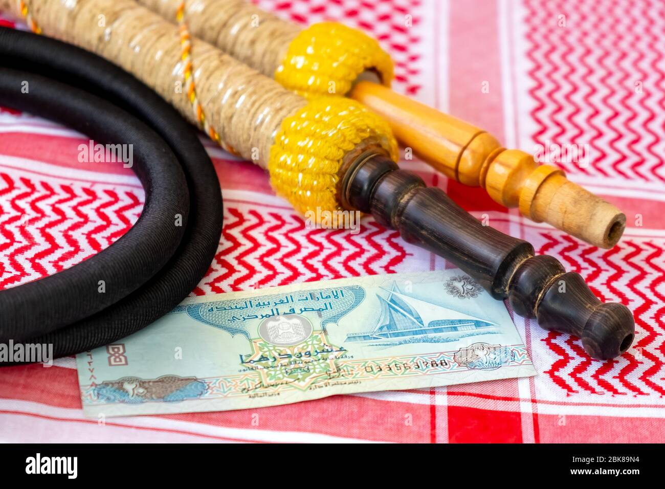 Arab Money Dirham Bank note, , hookah and Traditional Arab Male Clothes ...