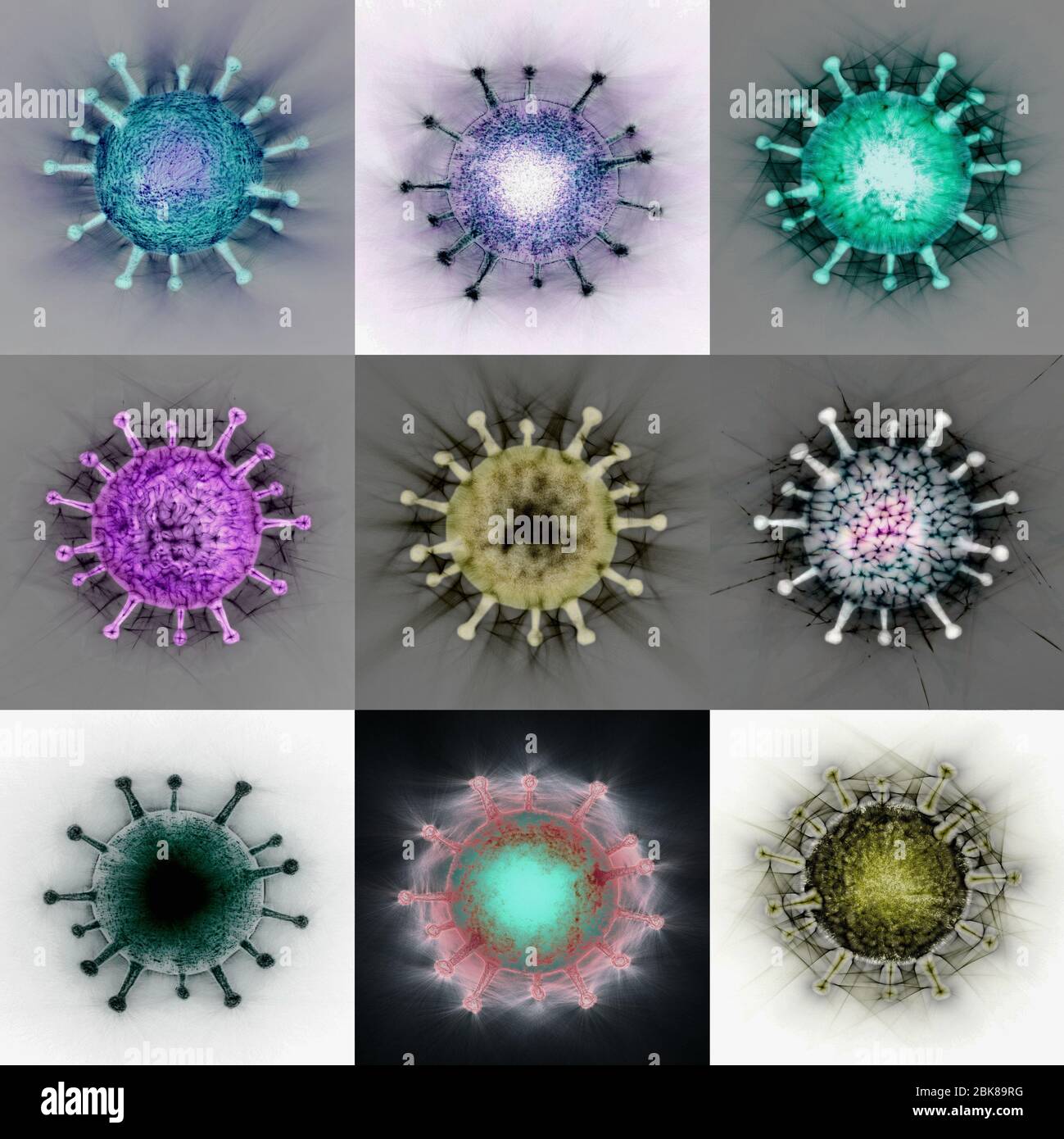 3D-Illustration of a corona virus pattern in a colorful design Stock ...