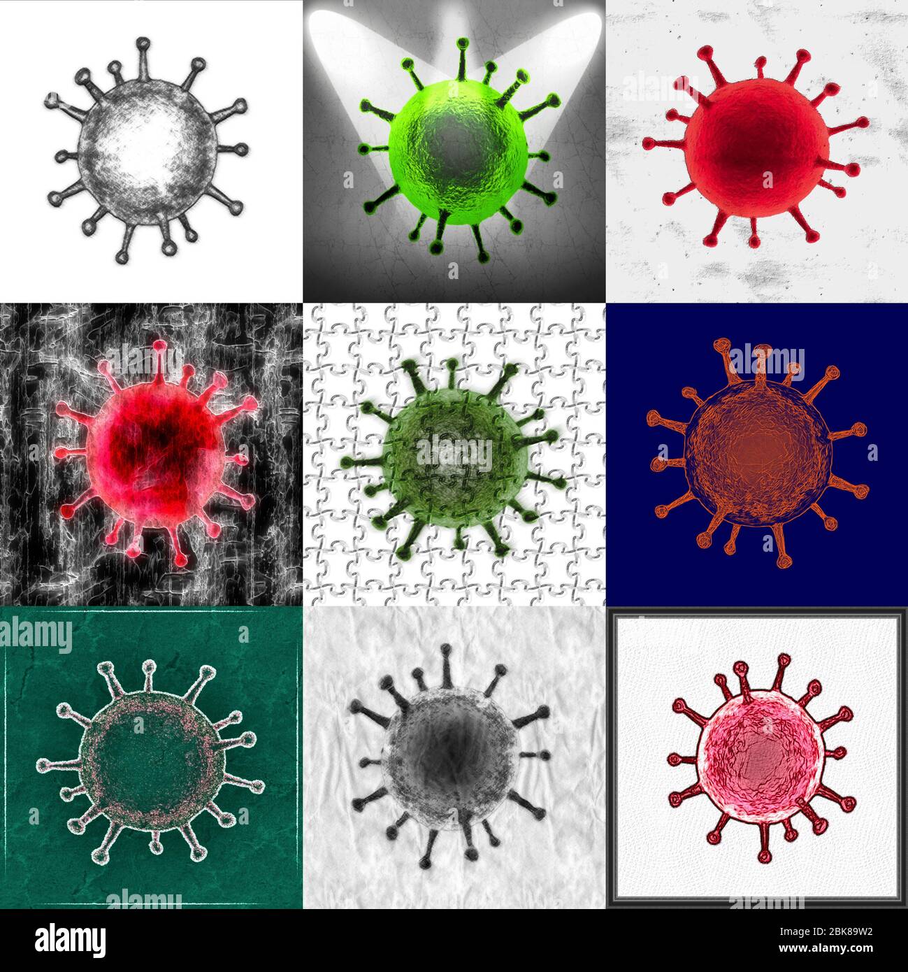 3D-Illustration of a corona virus pattern in a colorful design Stock ...