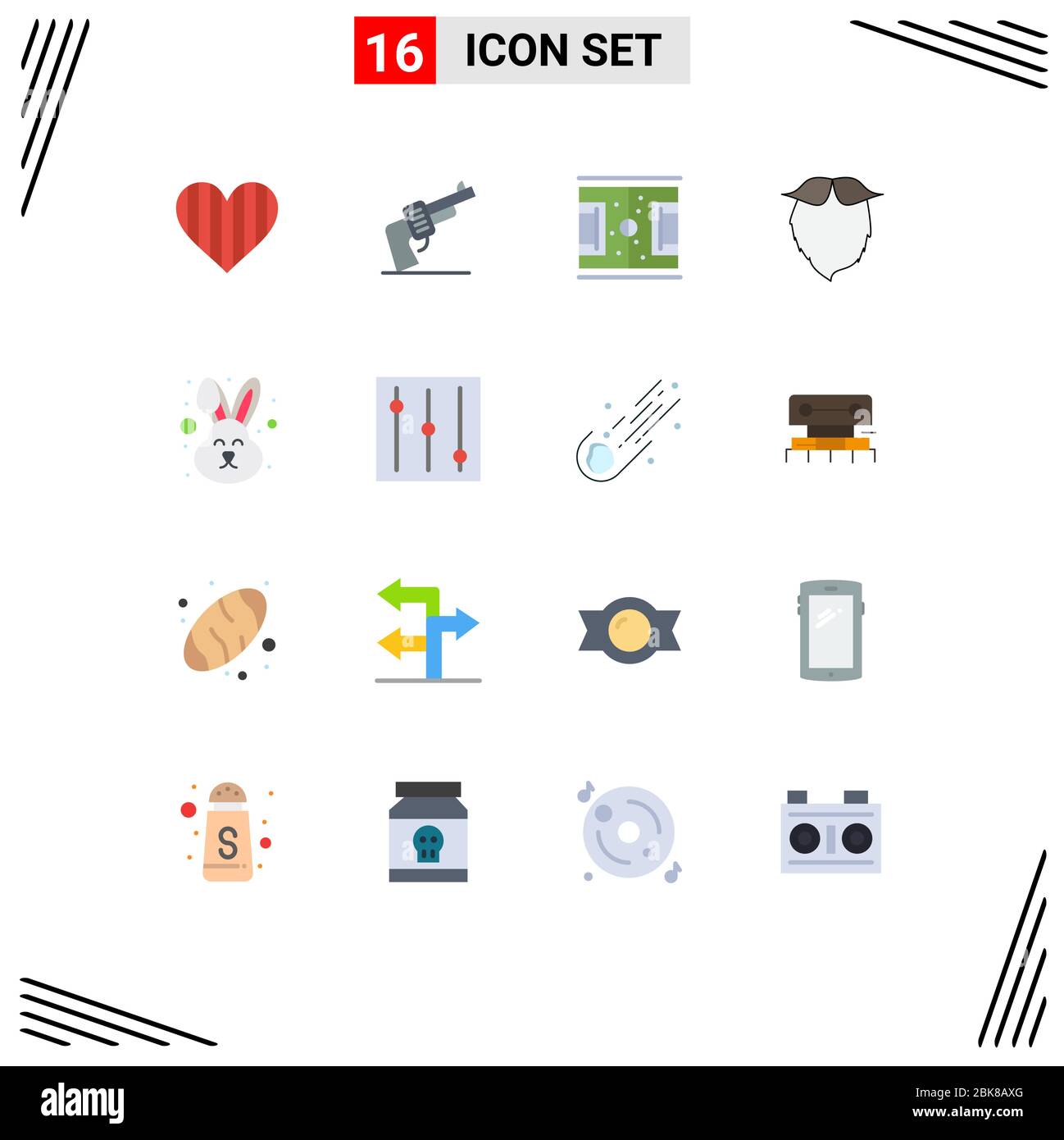 Stock Vector Icon Pack of 16 Line Signs and Symbols for beared, hipster ...