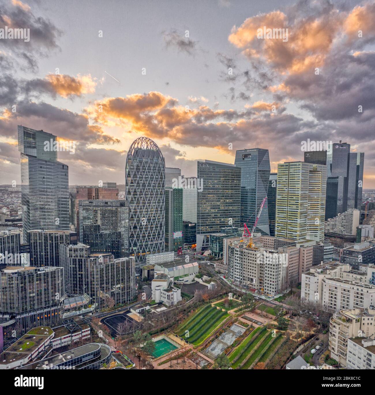 Dec 24, 2019 - Paris, France: Aerial view of la defense skyscraper ...