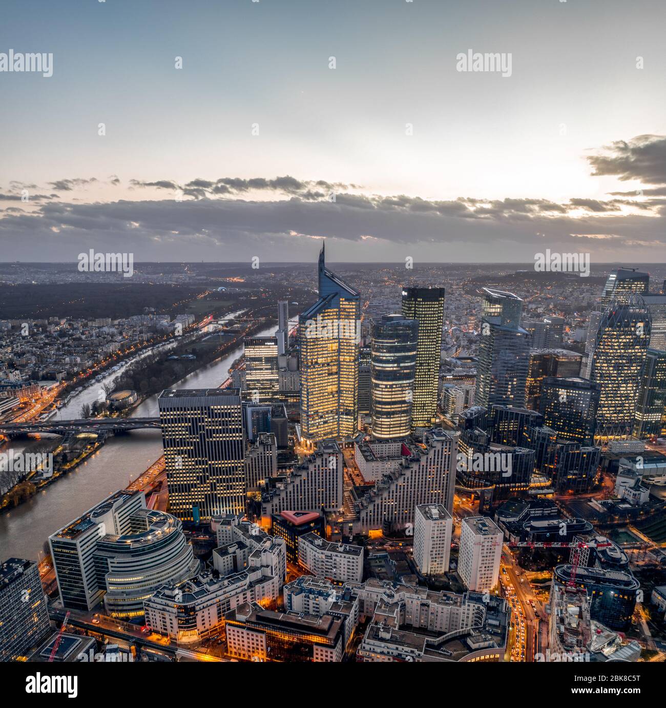 Dec 24, 2019 - Paris, France: Aerial view of la defense skyscraper ...