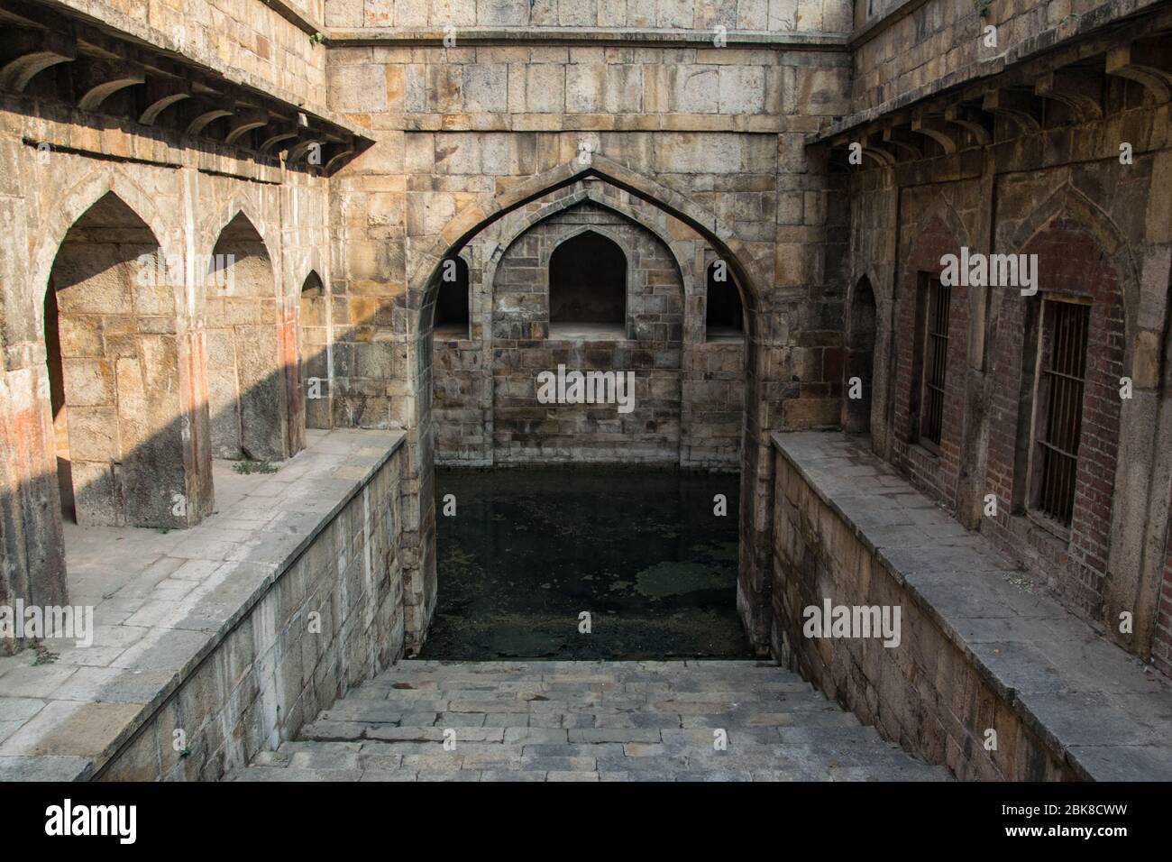 Step well of the red fort in Delhi Stock Photo - Alamy
