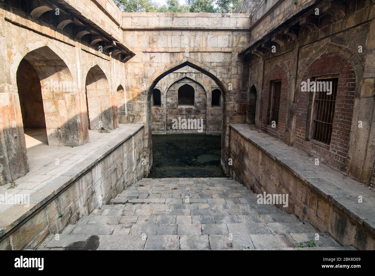 Step well of the red fort in Delhi Stock Photo - Alamy