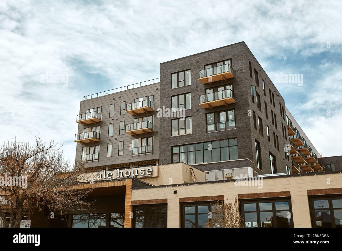Denver, Colorado - May 1st, 2020: Commercial businesses and modern ...