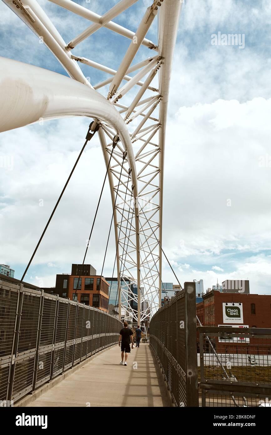 Denver, Colorado - May 1st, 2020: Highland Bridge, a pedestrian bridge ...