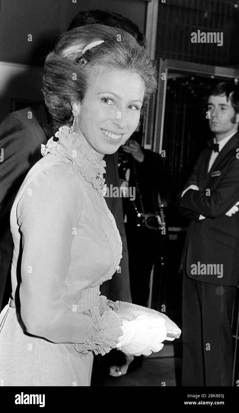 LONDON, UK. August 8, 1974: HRH Princess Anne at the royal premiere of ...