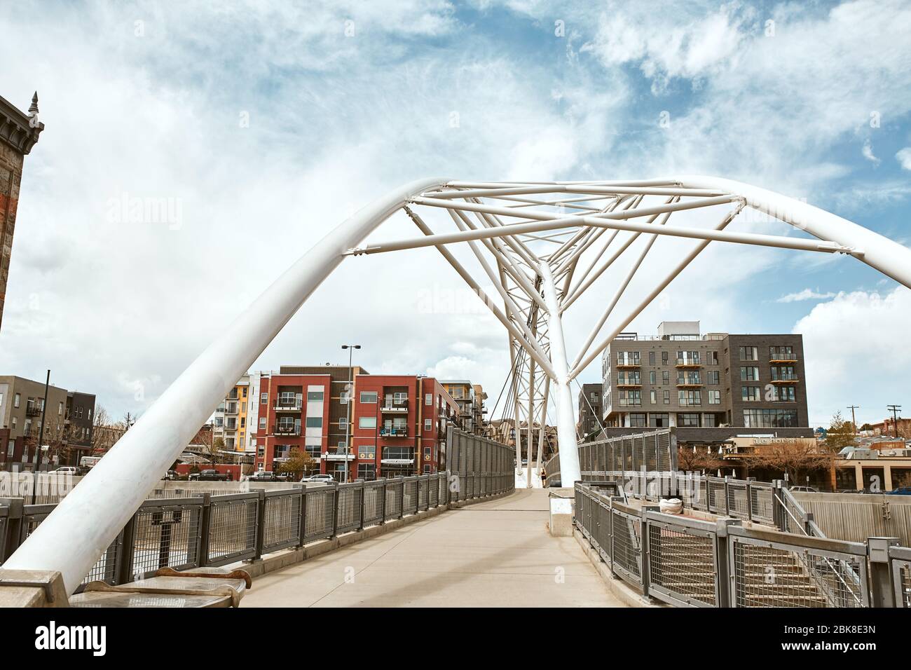 Denver, Colorado - May 1st, 2020: Highland Bridge, a pedestrian bridge ...
