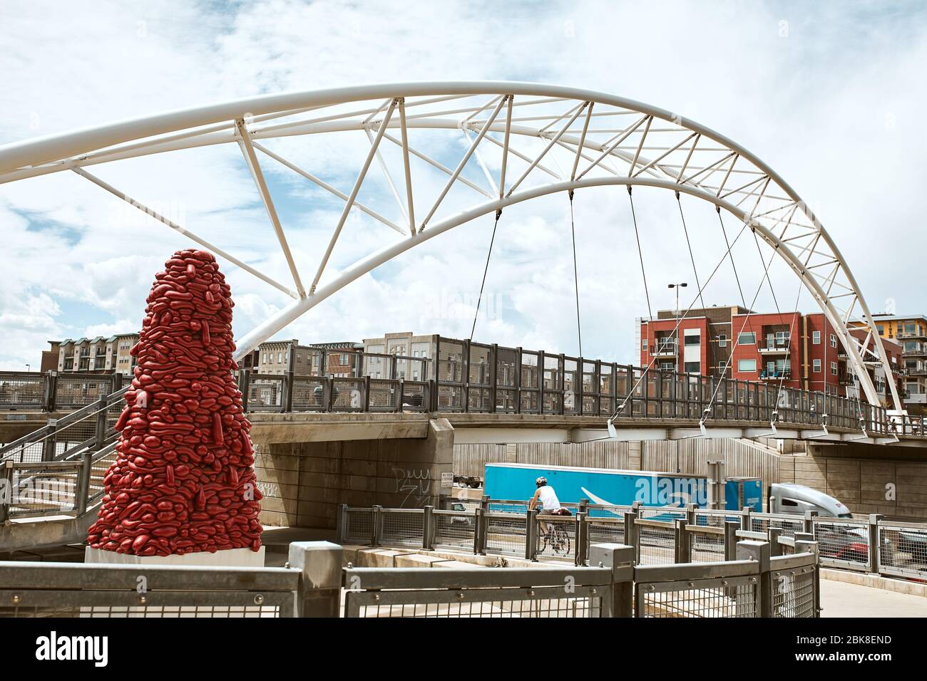 Denver, Colorado - May 1st, 2020: Highland Bridge, connecting the LoHi ...
