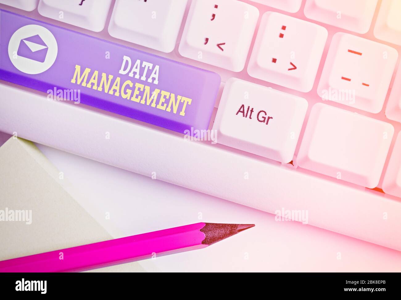 Handwriting text Data Management. Conceptual photo The practice of organizing and maintaining ...