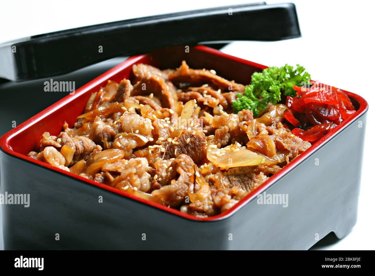 Japanese traditional dish Gyudon made from thinly sliced beef, onion ...