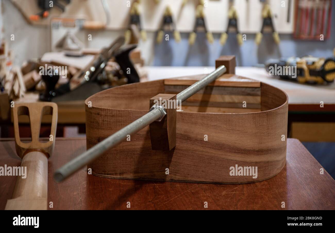 An anatolian / mediterranean lavta musical instrument being build in ...
