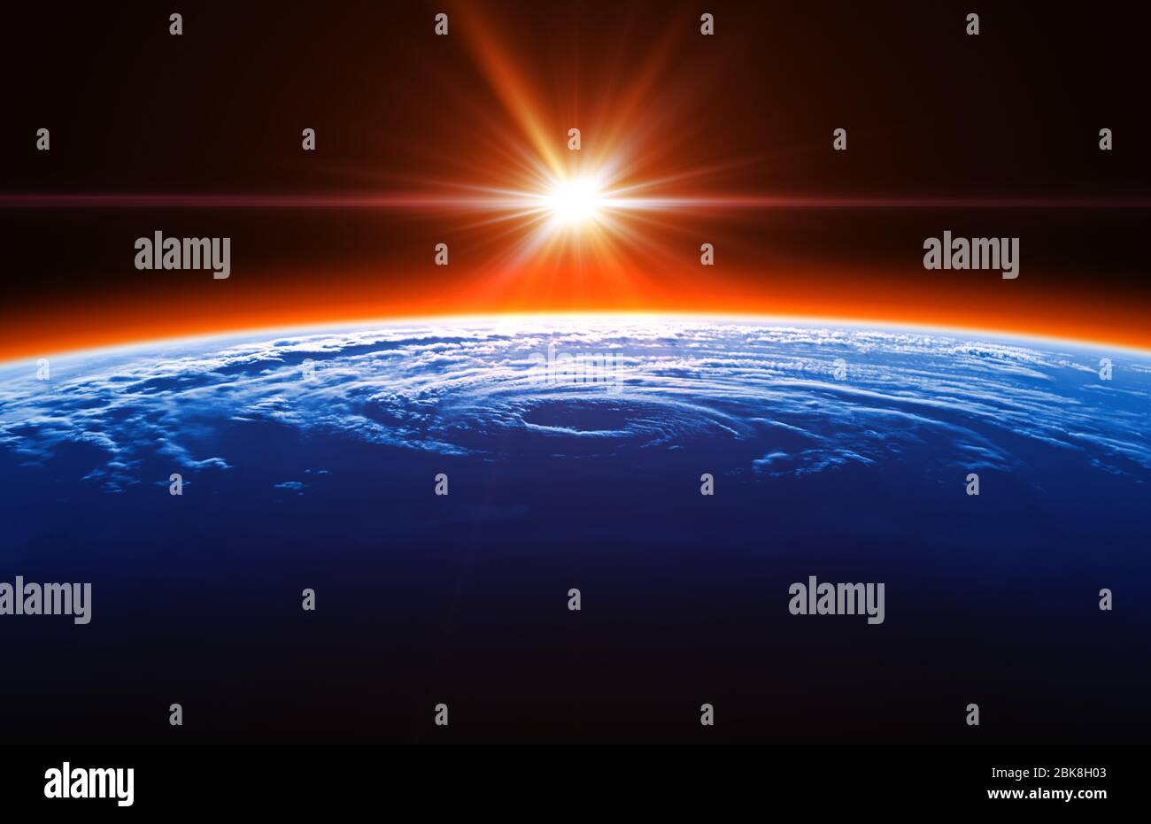 Beautiful Sunrise On The Background Of Big Hurricane Stock Photo - Alamy