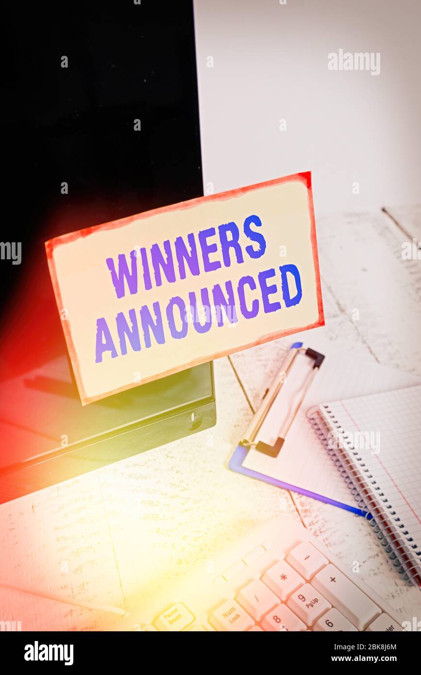 Conceptual hand writing showing Winners Announced. Concept meaning ...