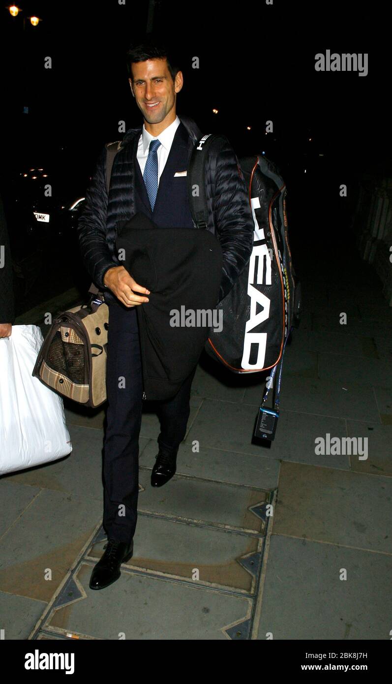 Novak Djokovic arrives at the Corinthia Hotel with all his Tennis ...