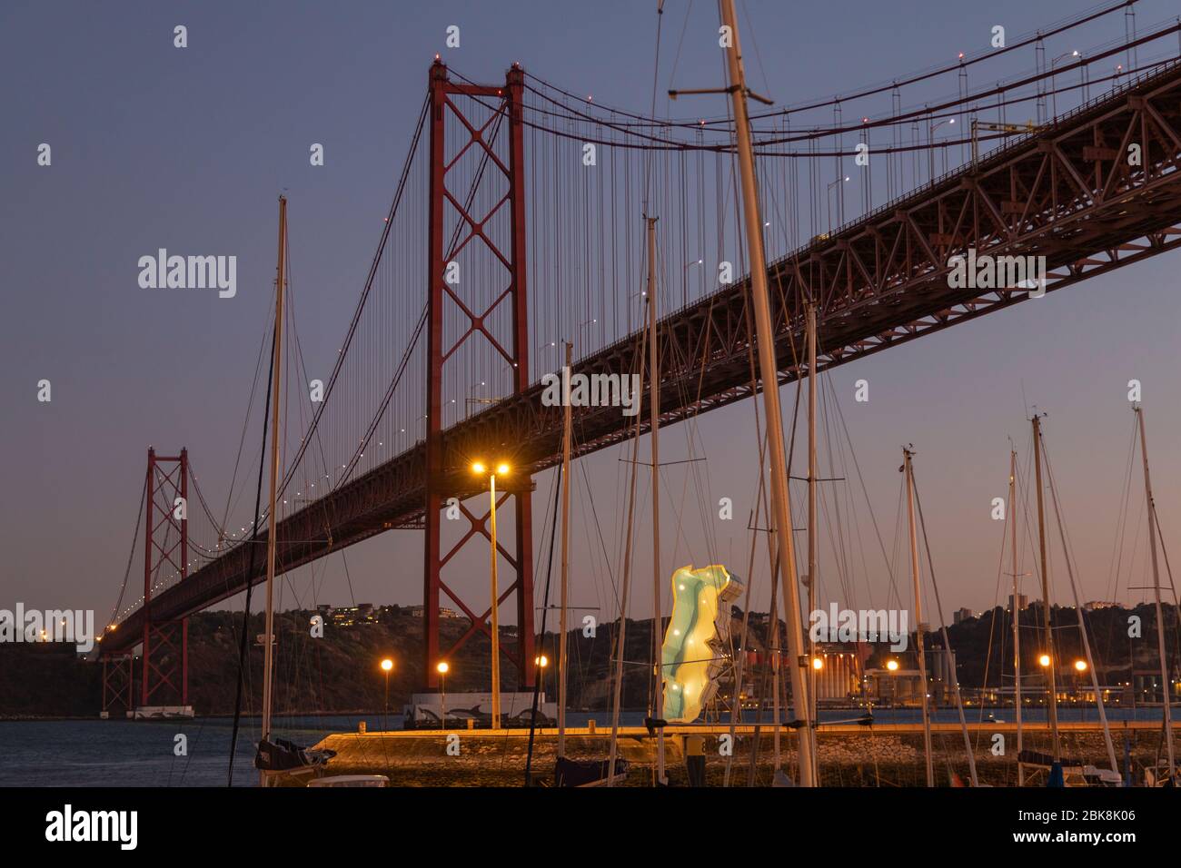 The 25 de Abril Bridge over the Tagus river, Lisbon, Portugal Stock ...