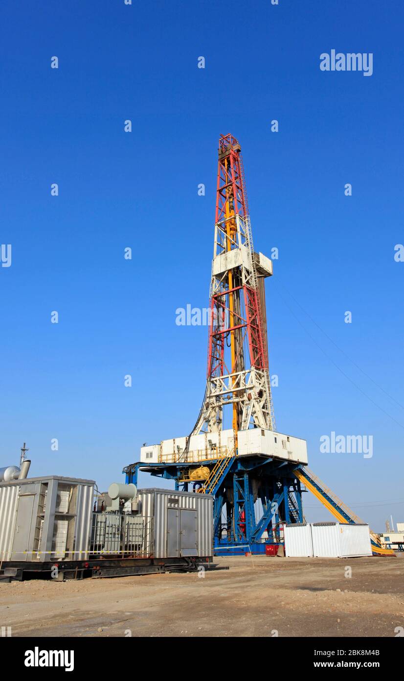In the evening of oilfield derrick, it is very beautiful Stock Photo ...