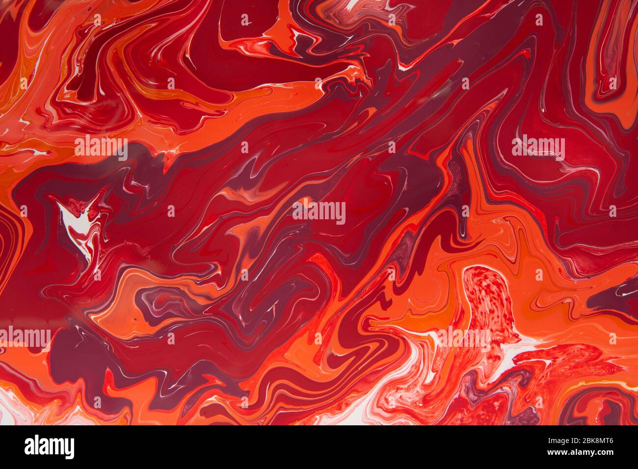 Marbling. Marble texture. Paint splash of red, yellow and white Stock ...