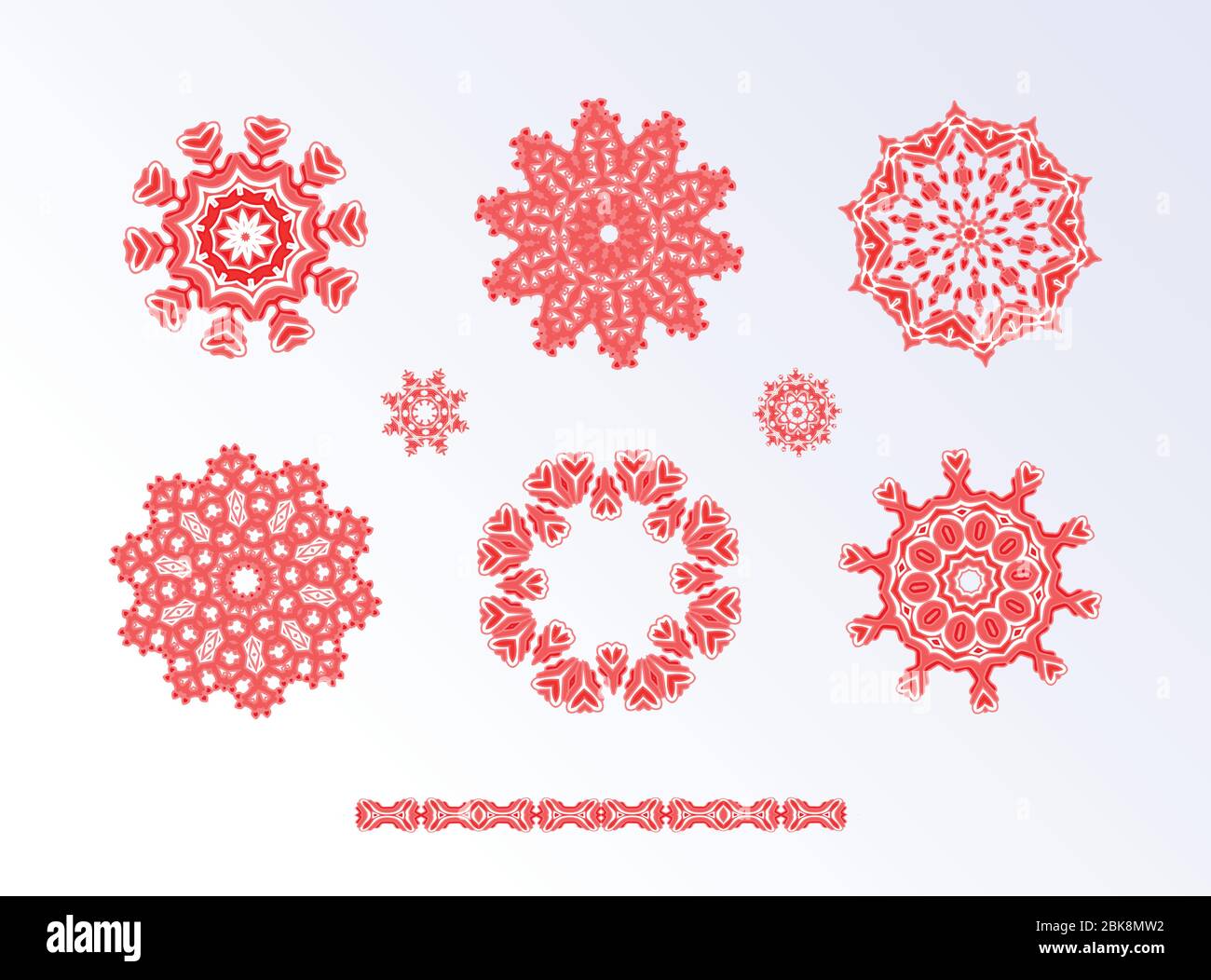 Collection of different red snowflakes on white background Stock Vector ...