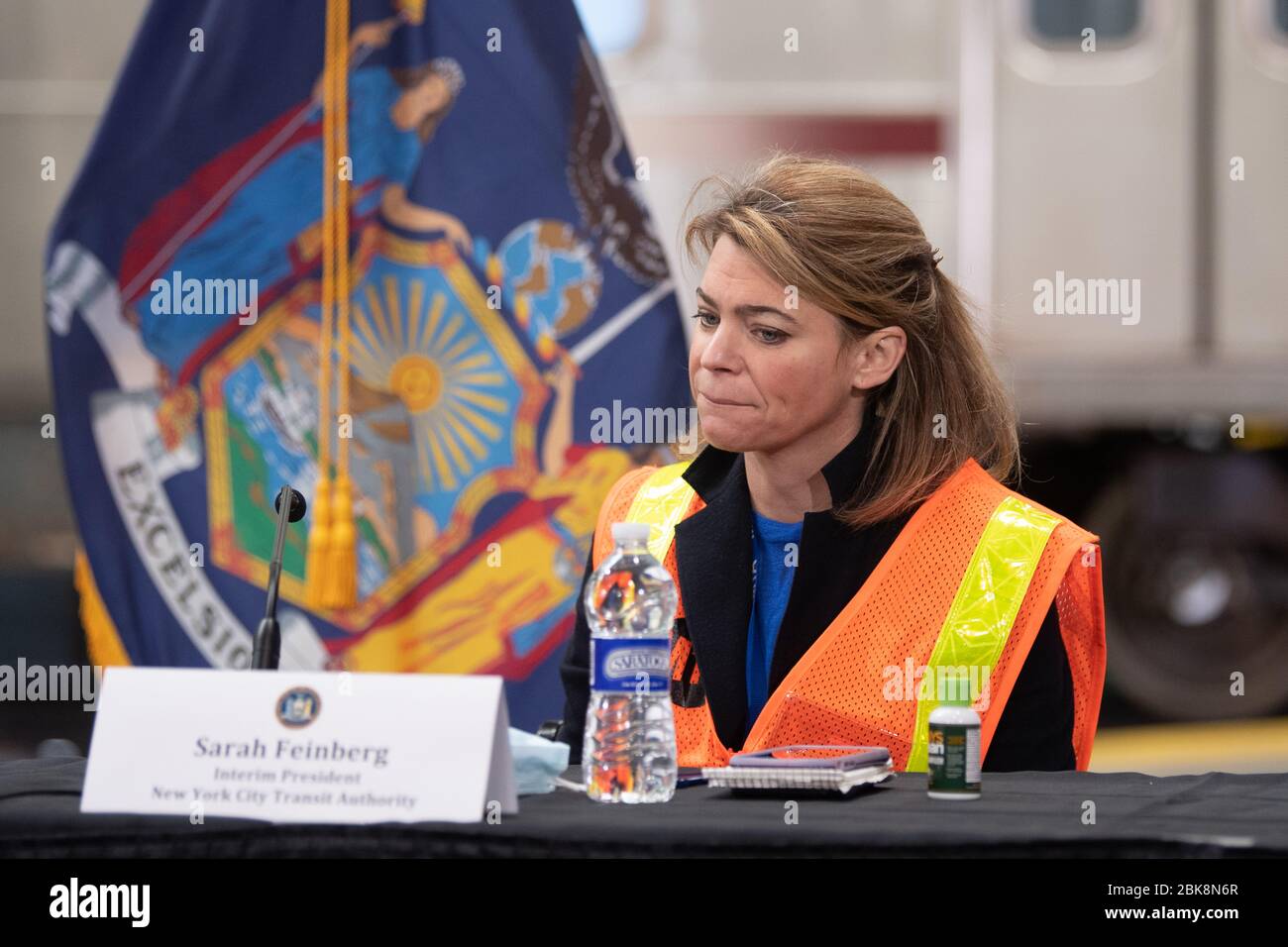 NEW YORK, NY - MAY 2,2020: Sarah Feinberg speaks at a MTA maintenance ...