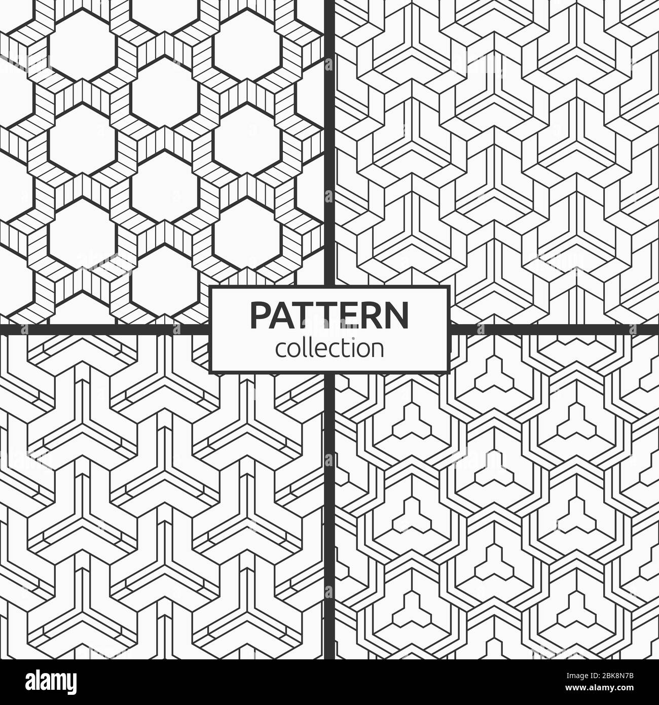 Set Of Four Seamless Patterns Abstract Geometric Trendy Vector Backgrounds Modern Stylish