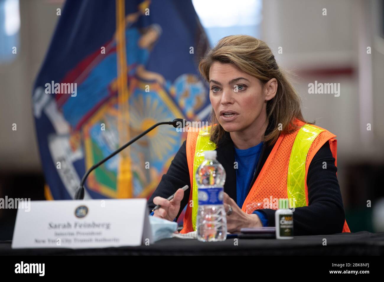 NEW YORK, NY - MAY 2,2020: Sarah Feinberg speaks at a MTA maintenance ...