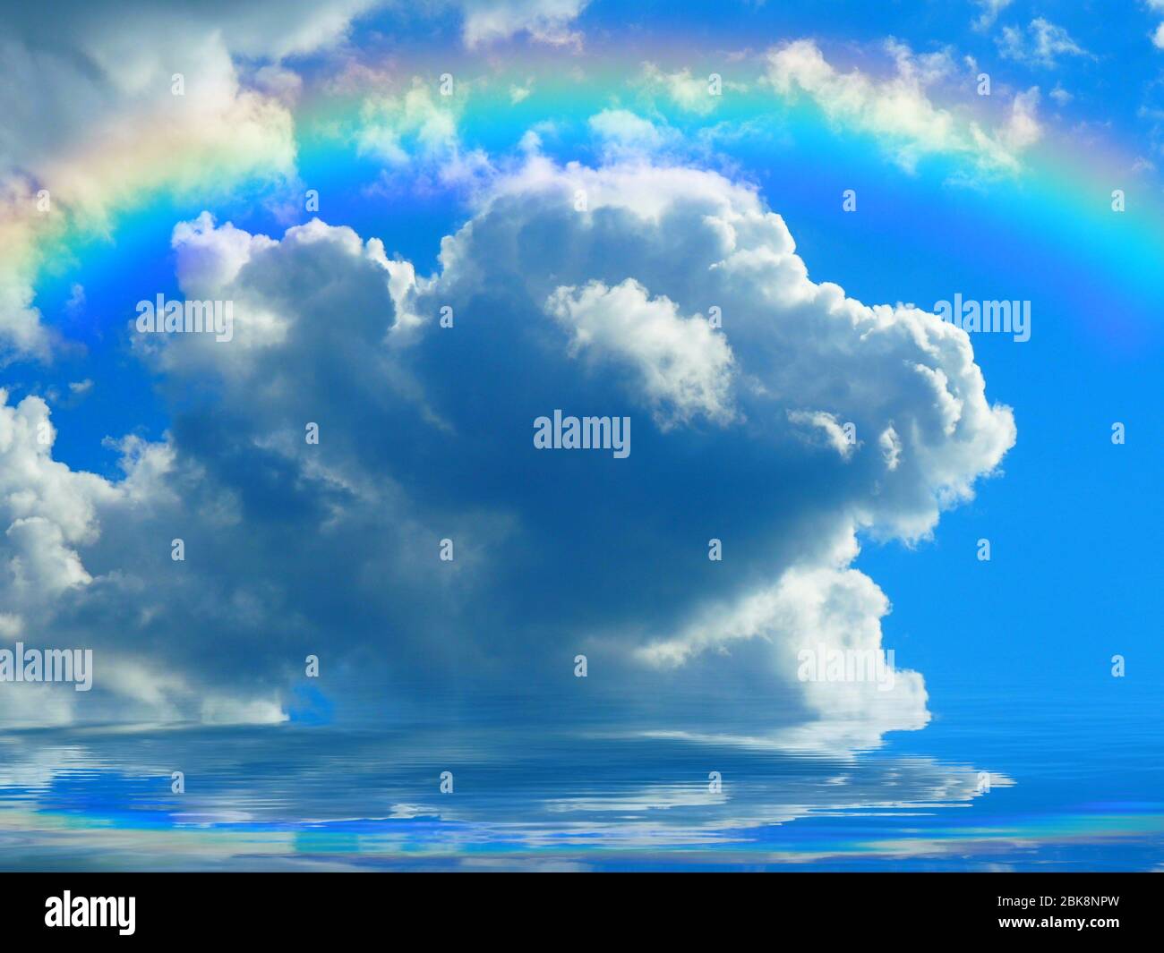 Natural background with rainbow in sea reflection Stock Photo - Alamy