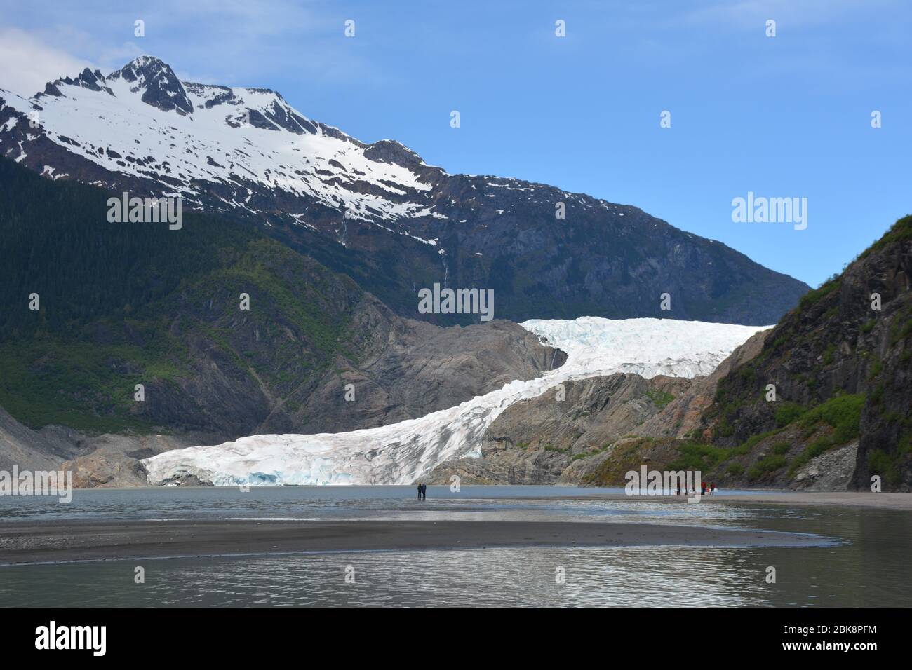 The Mendenhall Glacier near Juneau, Alaska, flows into Mendenhall Lake ...