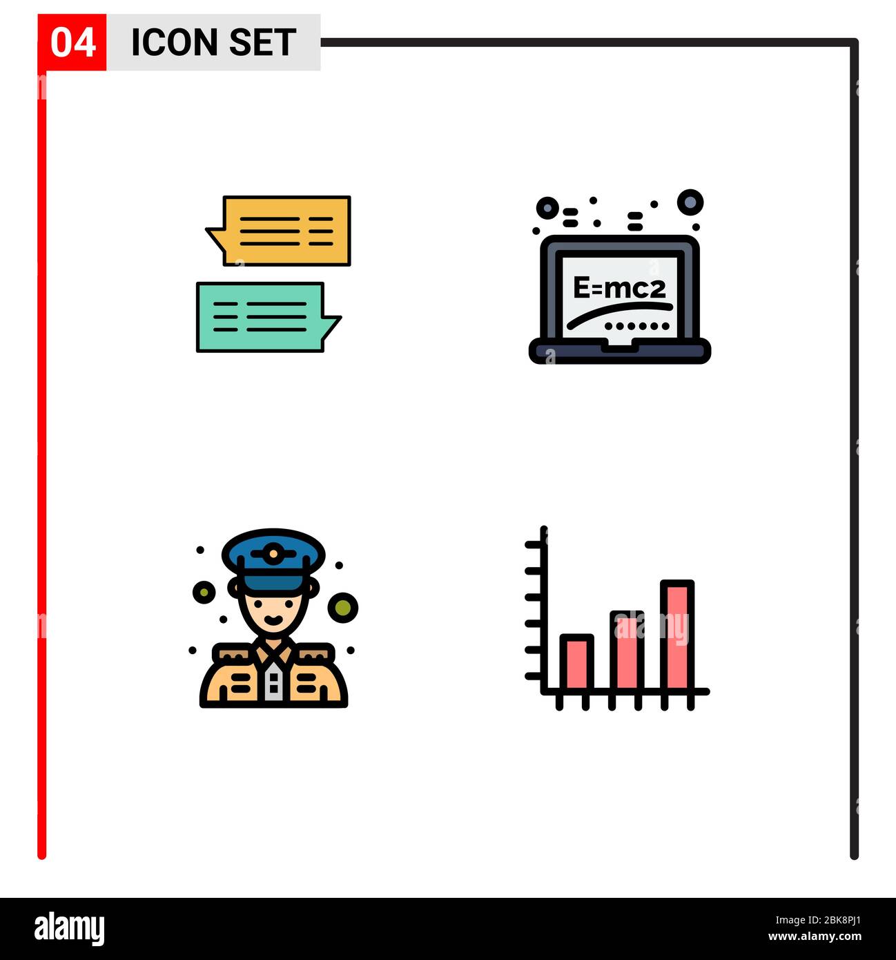 Universal Icon Symbols Group of 4 Modern Filledline Flat Colors of chat ...