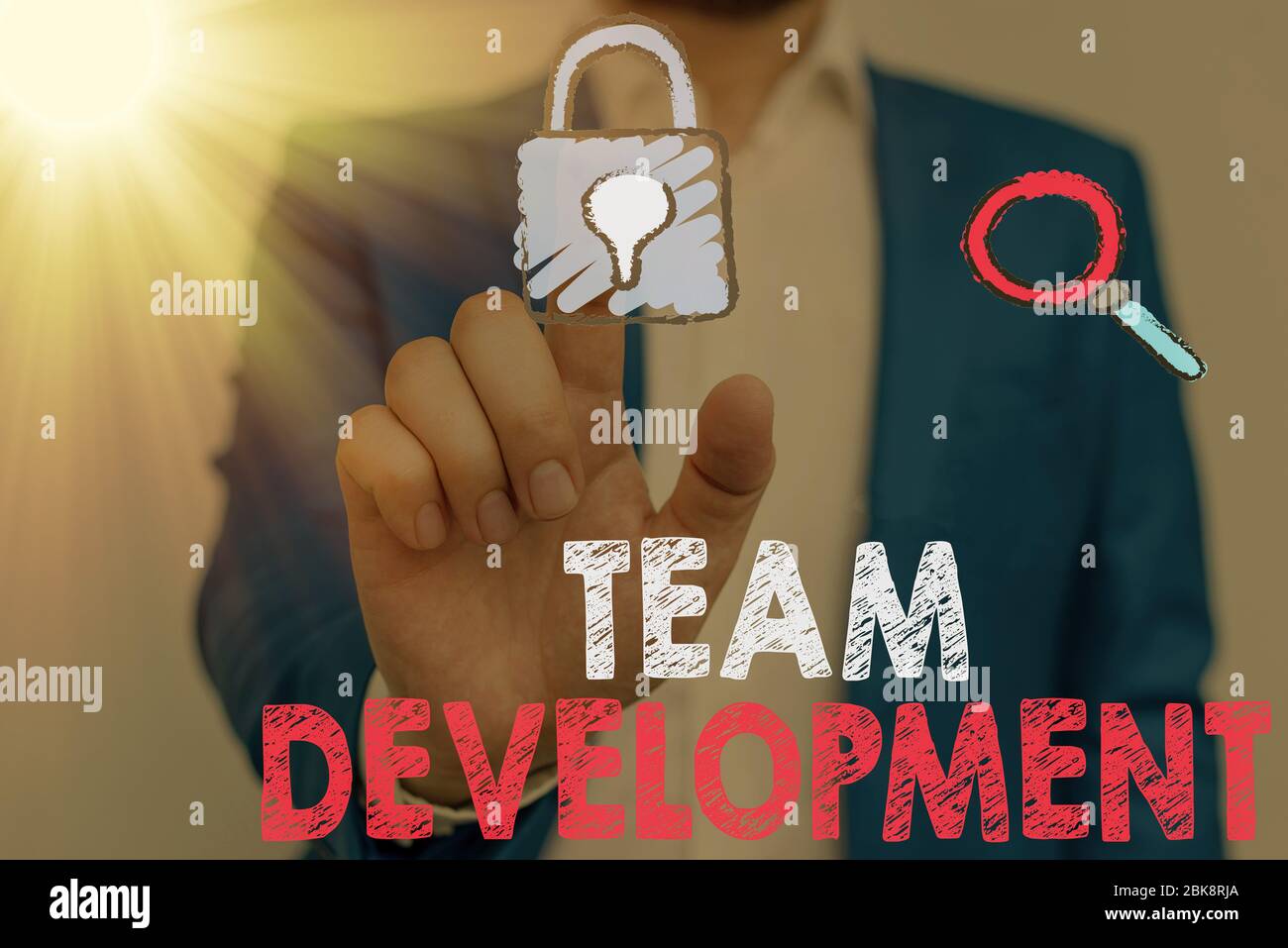 Conceptual hand writing showing Team Development. Concept meaning learn why and how small groups ...