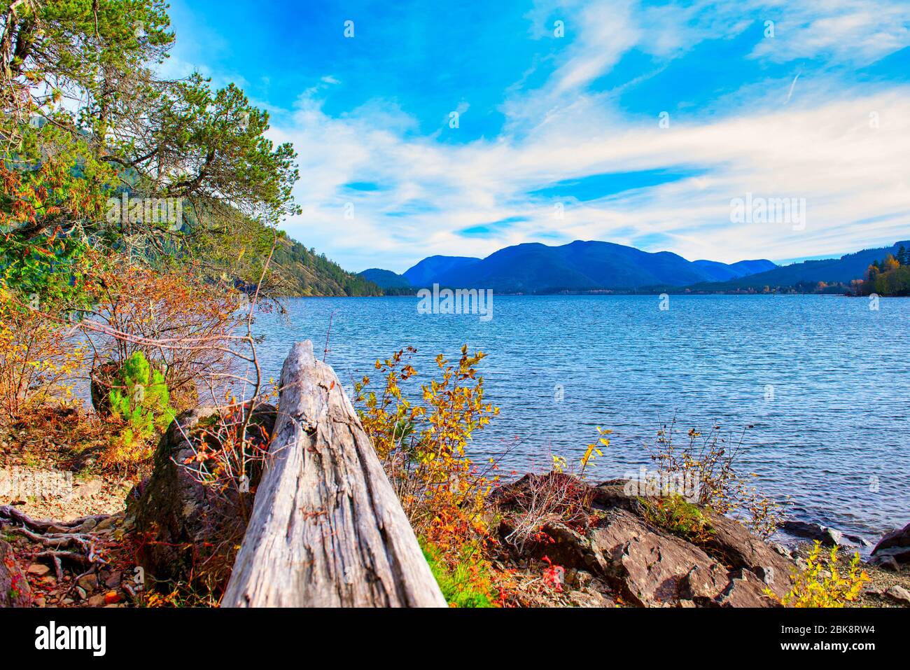 View of Gordon Bay Park in Cowichan Lake during the fall, taken on ...