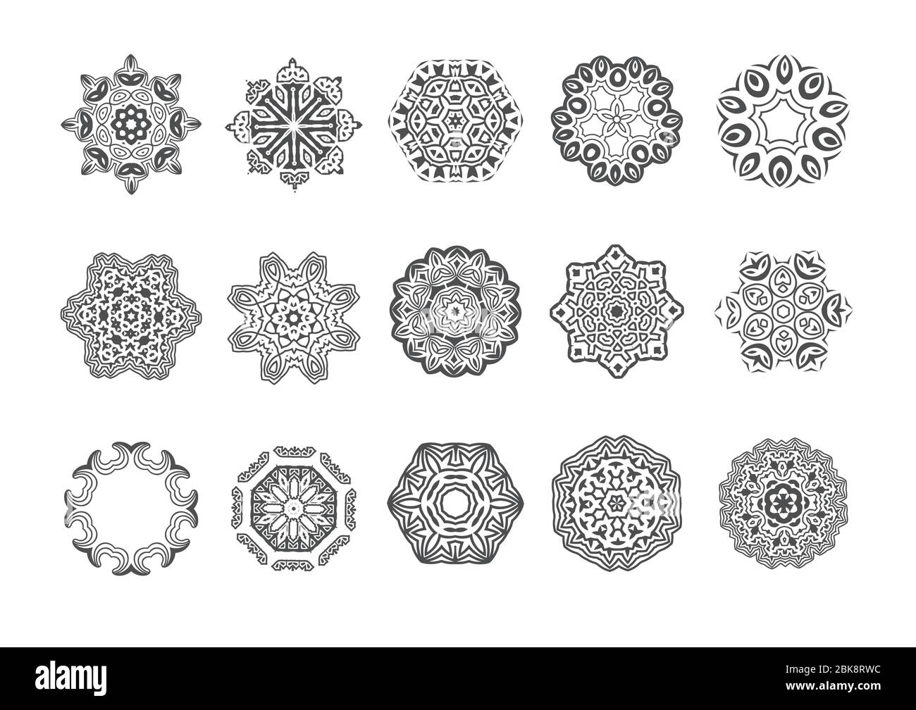 Round ornament set. Vintage decorative elements. Circular pattern of ...