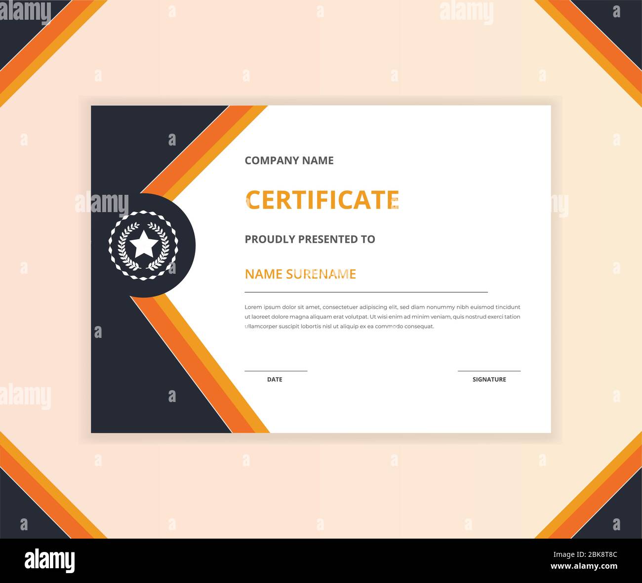 Horizontal certificate template with luxury badge and modern shape. For ...