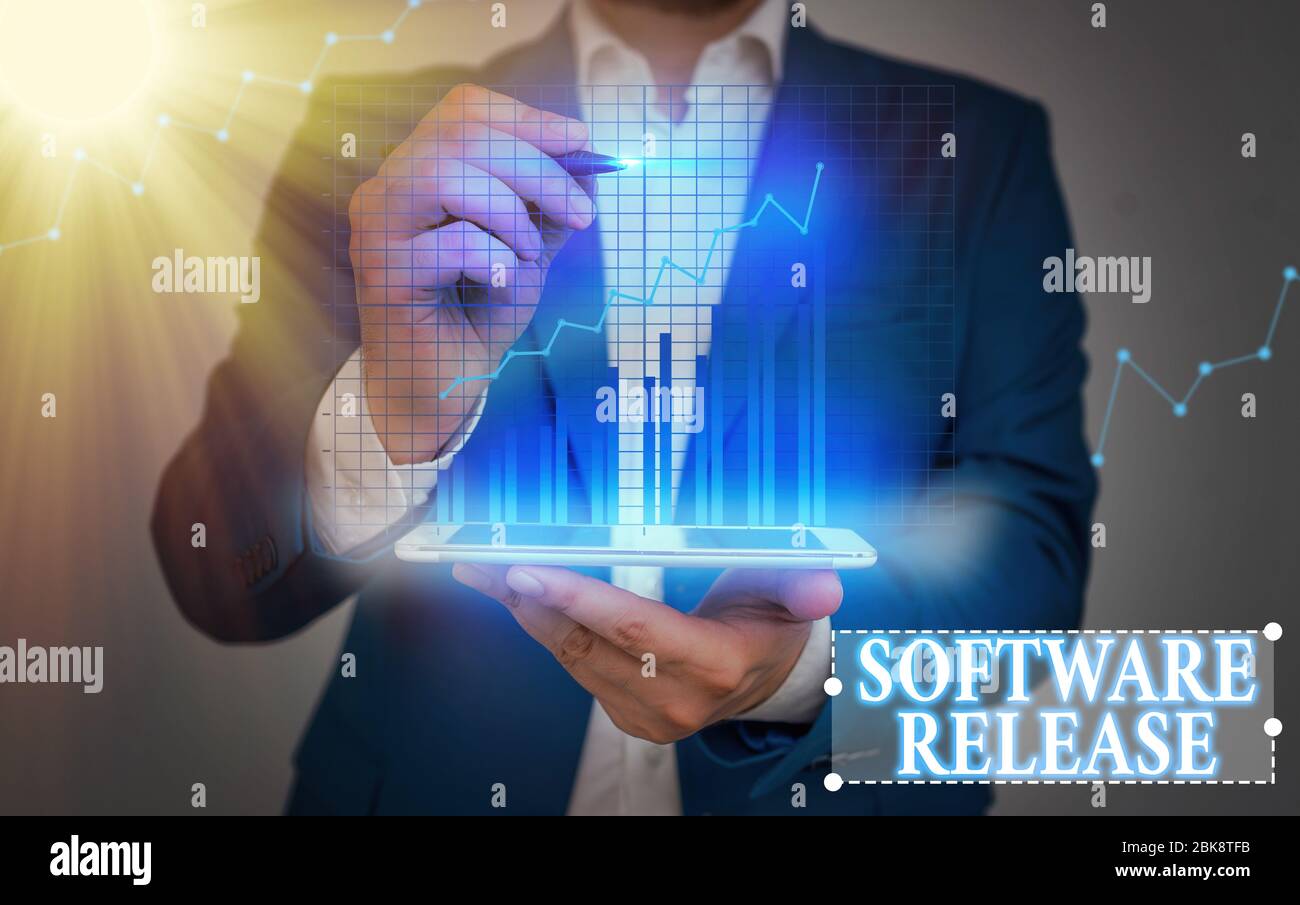 Text sign showing Software Release. Business photo text sum of stages ...