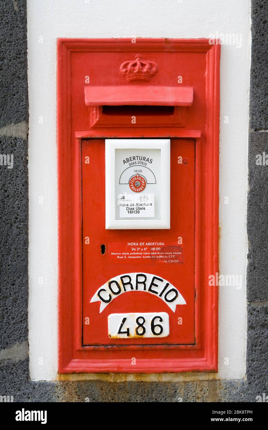 Mail box in Ponta Delgada City, Sao Miguel Island, Azores, Portugal ...