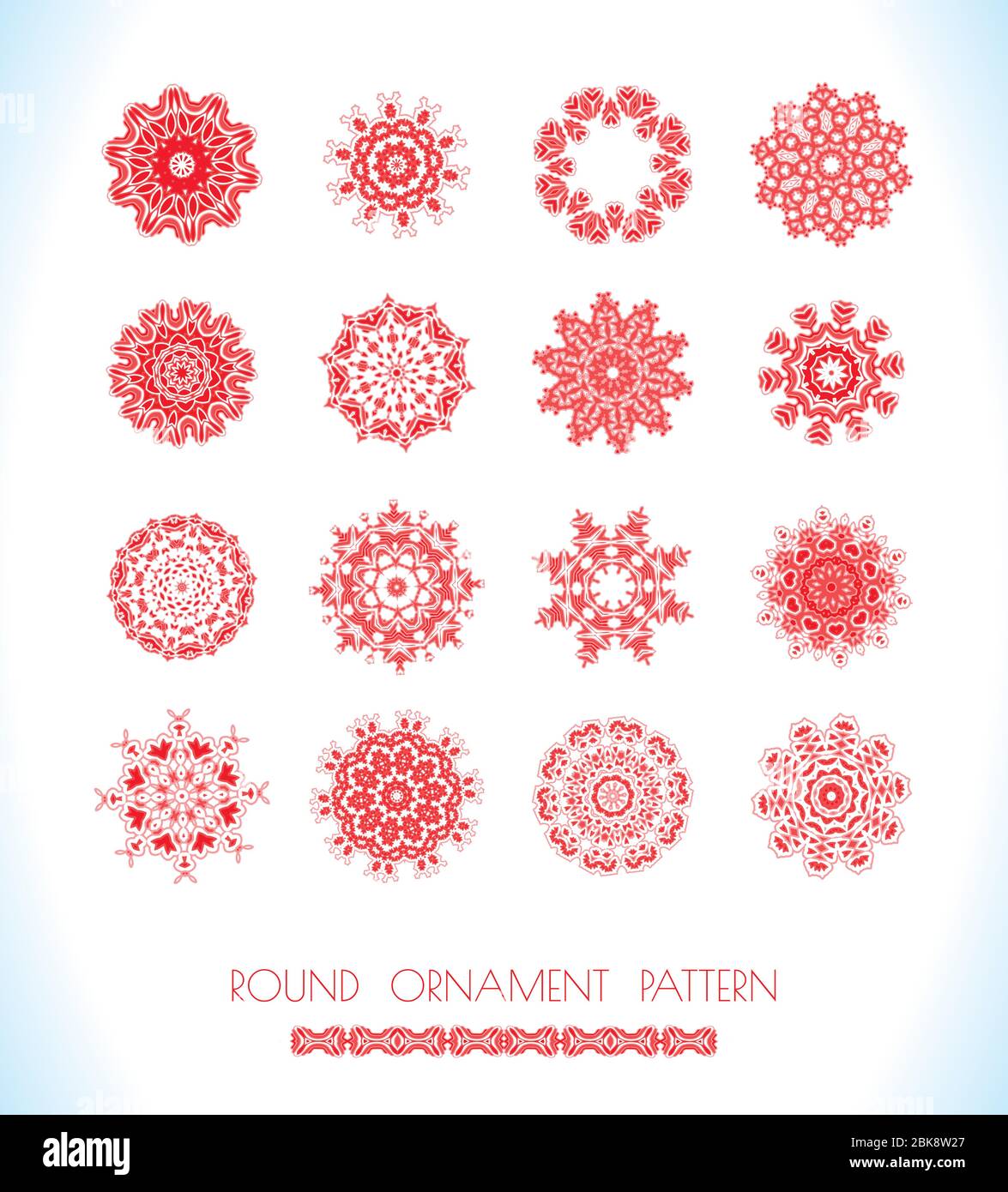 Collection of different red snowflakes on white background Stock Vector ...