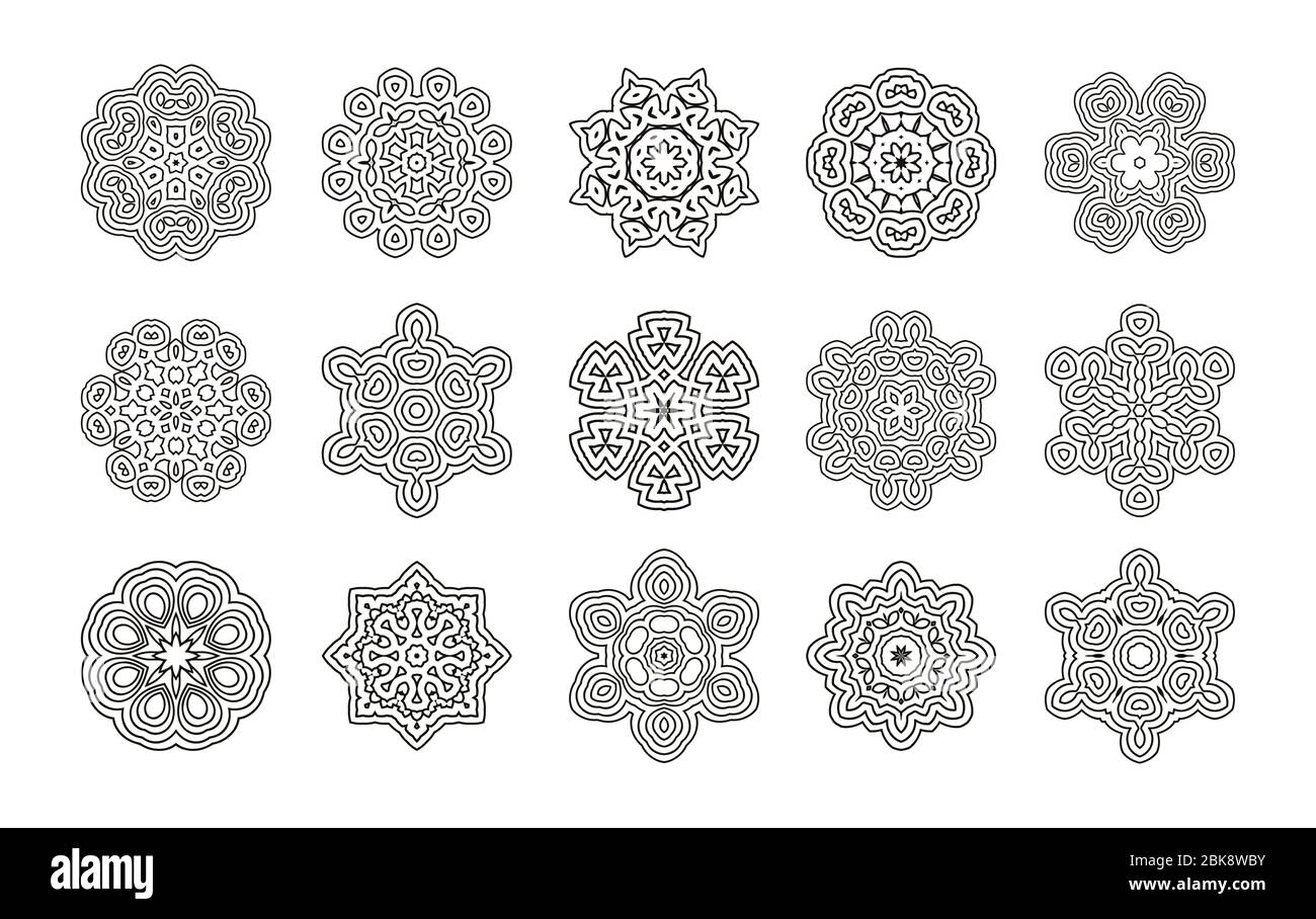 Circular pattern. Set of round and circle ornament patterns Stock ...