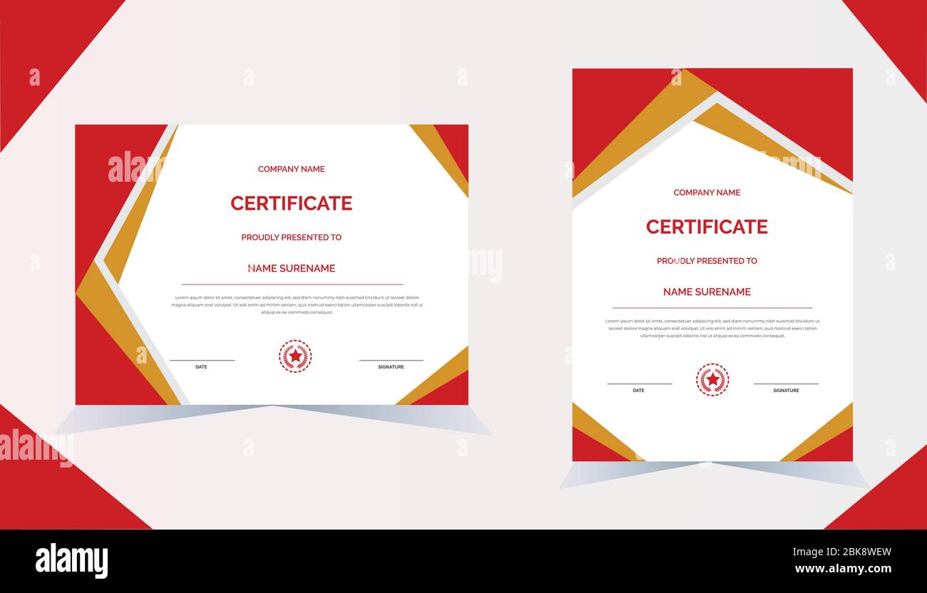 Creative certificate of appreciation award template with red & orange ...