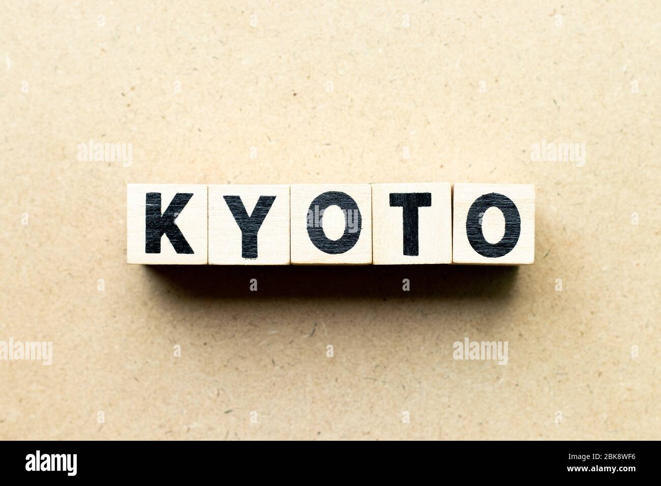 Letter block in word Kyoto on wood background Stock Photo - Alamy
